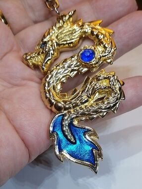 Accessories | Gold Dragon Keychain With Blue Enamel Accent | Poshmark